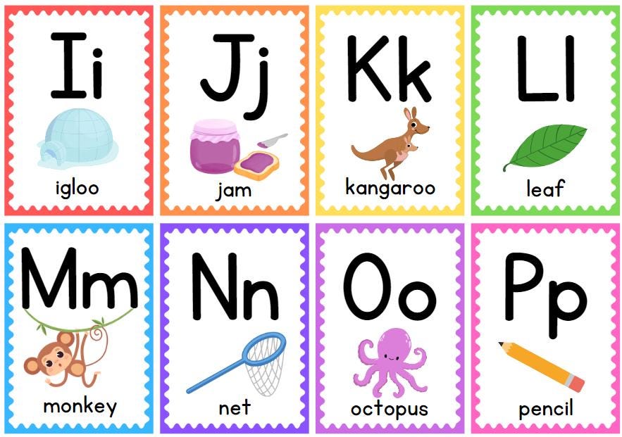 Printable Colourful Alphabet Flashcards - Digital Download - Etsy