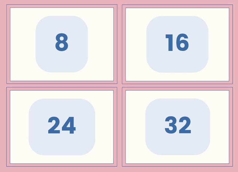 Printable 8x Times Tables Multiplication Flashcards Pastels Educational ...