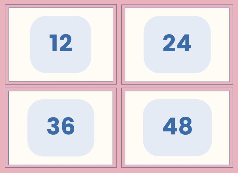Printable 12x Times Tables Multiplication Flashcards Pastels ...