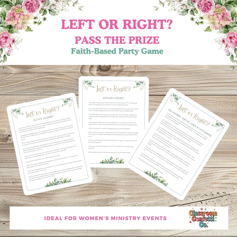 Left or Right? Printable Bible Game for Women, Ice Breaker Games for ...
