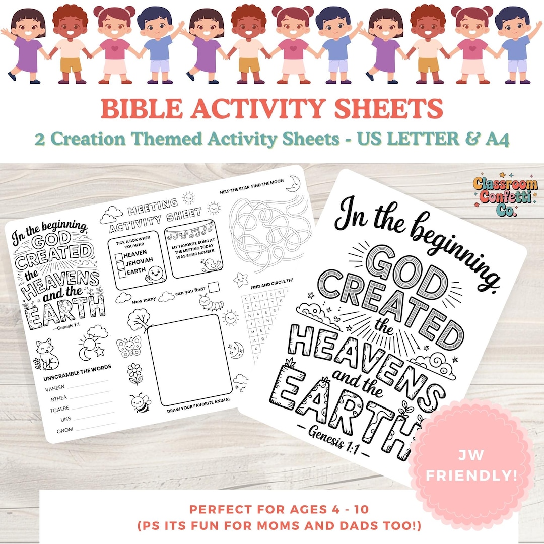 JW Kids Activities Printable | Meeting Activity Mats | Fun Worksheets ...
