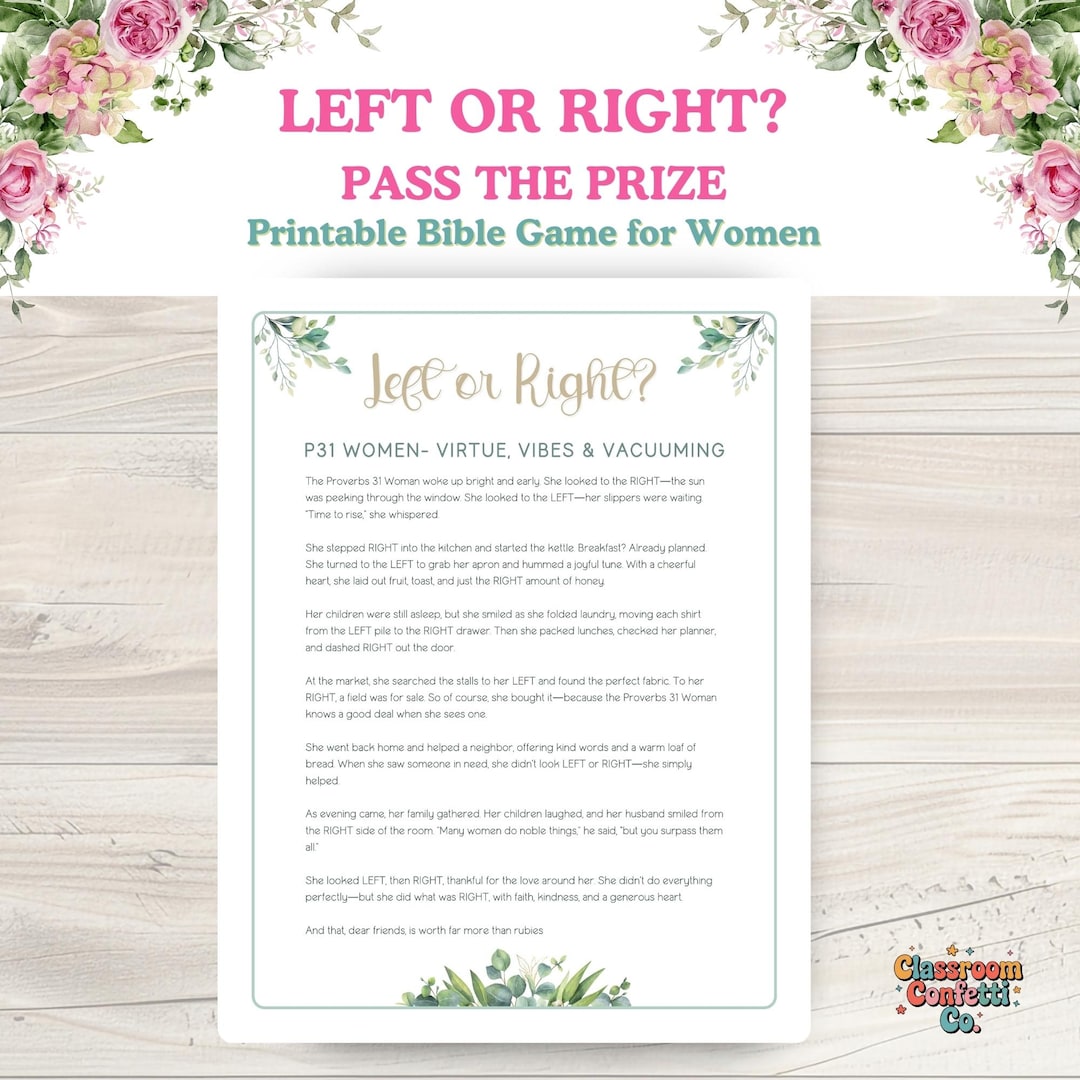 Left or Right? Printable Bible Game for Women, Ice Breaker Games for ...