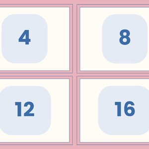 Printable 4x Times Tables Multiplication Flashcards Pastels Educational ...
