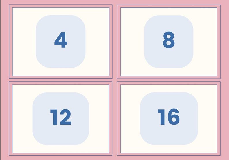 Printable 4x Times Tables Multiplication Flashcards Pastels Educational ...