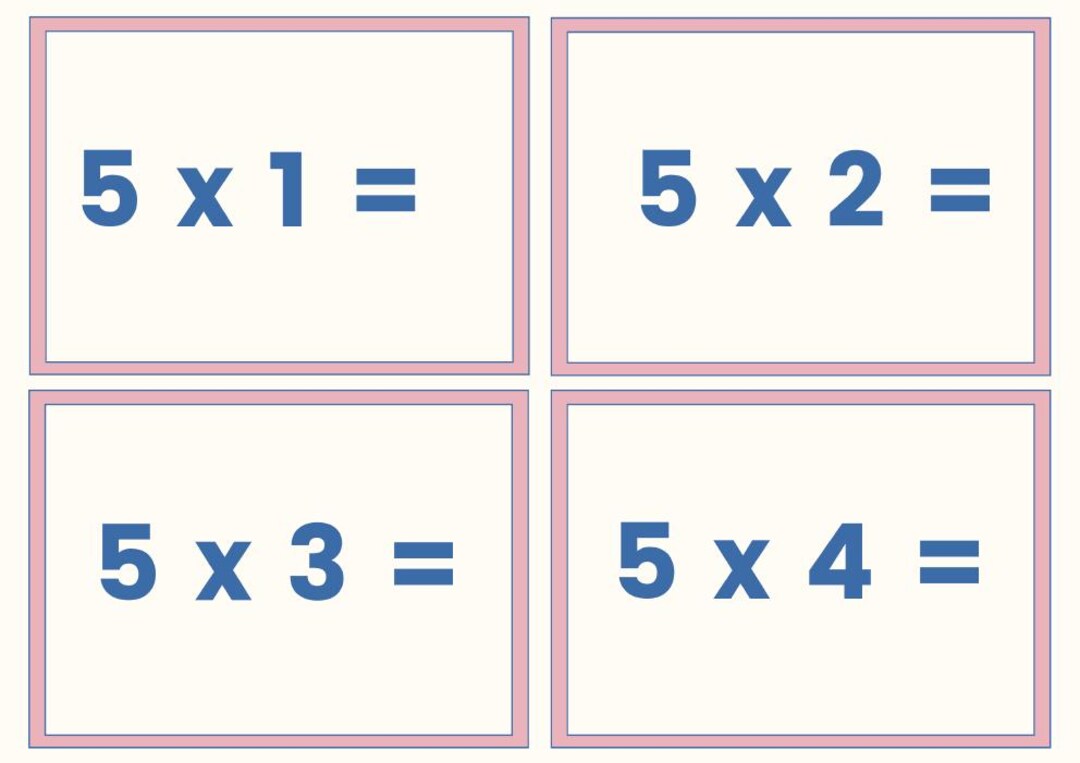 Printable 5x Times Tables Multiplication Flashcards Pastels Educational ...