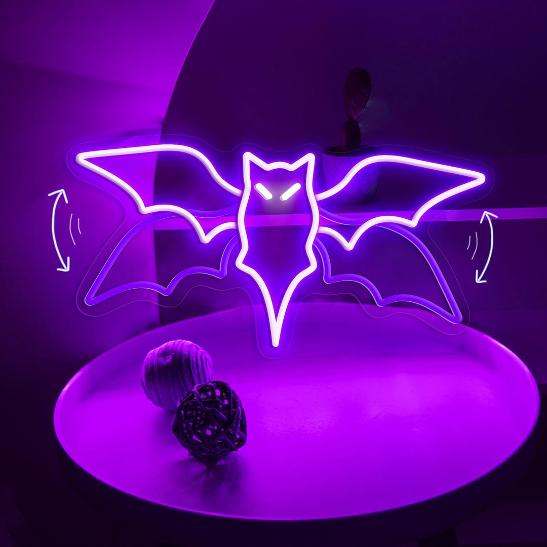 Bat Neon Sign for Movie Lover, Custom Flying Bat LED Design for ...