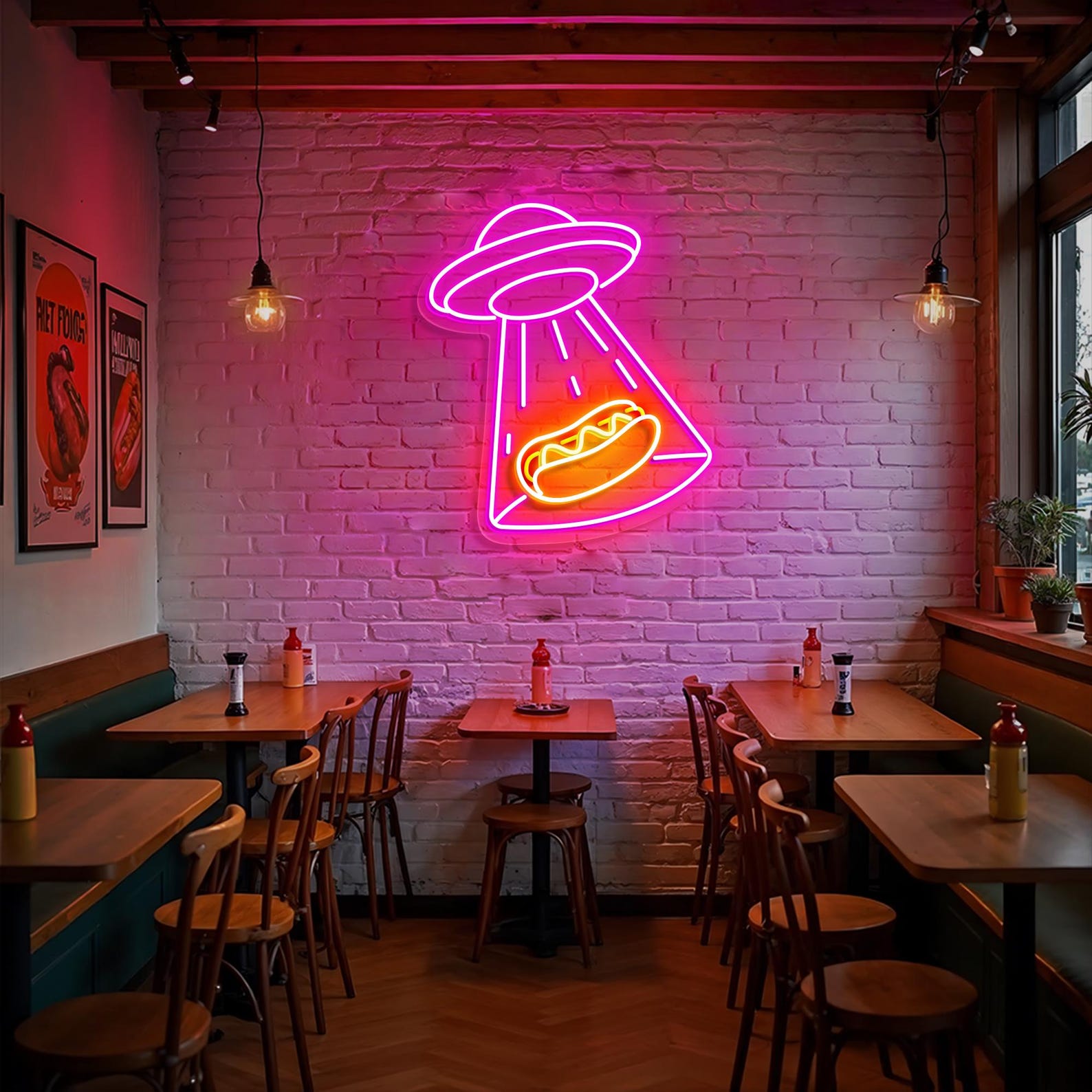 Hot Dog Neon Sign Custom Restaurant Wall Decor Outdoor Hot Dog Neon ...