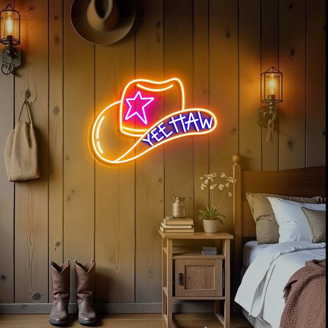 Cowboy Hat Yeehaw Neon Sign, Yeehaw Led Sign, Cowboy Room Decor ...