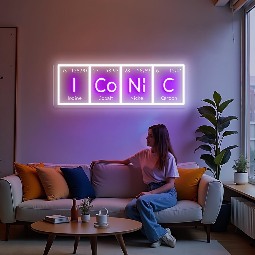 Iconic Neon Sign, Custom Chemistry Name Neon Sign, Periodic Table LED ...