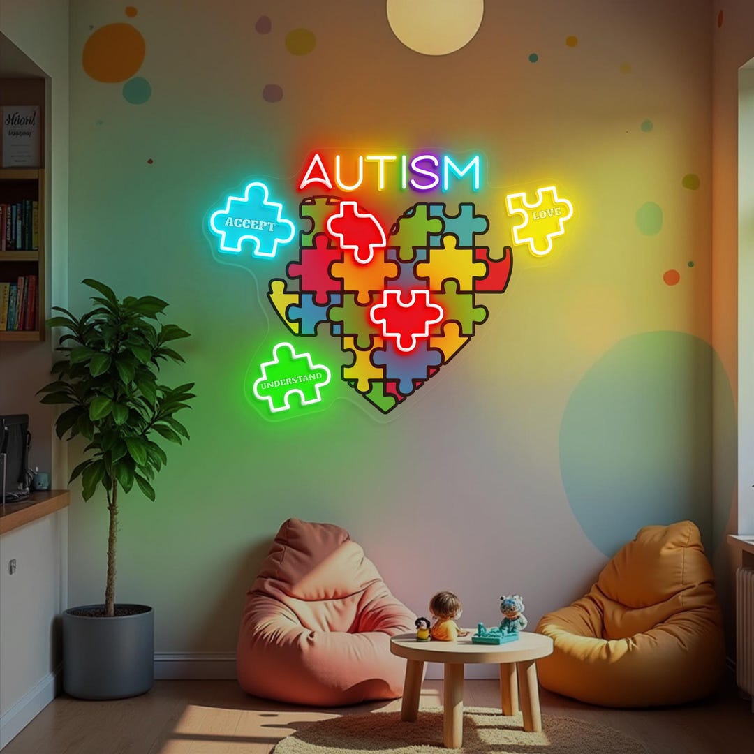 Autism Feelings Puzzle Neon Sign Mental Health Awareness LED Light ...