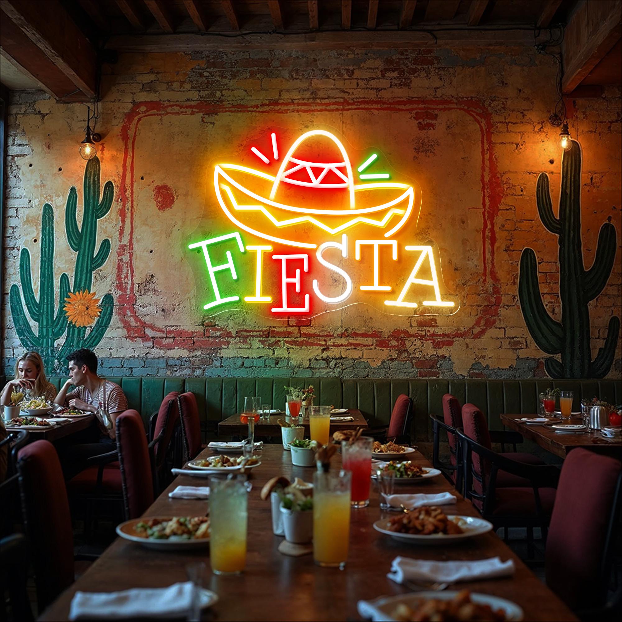 Let's Fiesta Neon Sign, Mexican Festival Led Sign, Mexican Restaurant ...