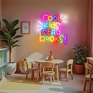 Cool Kids Read Books Neon Sign Colorful LED Light for Kids Room ...