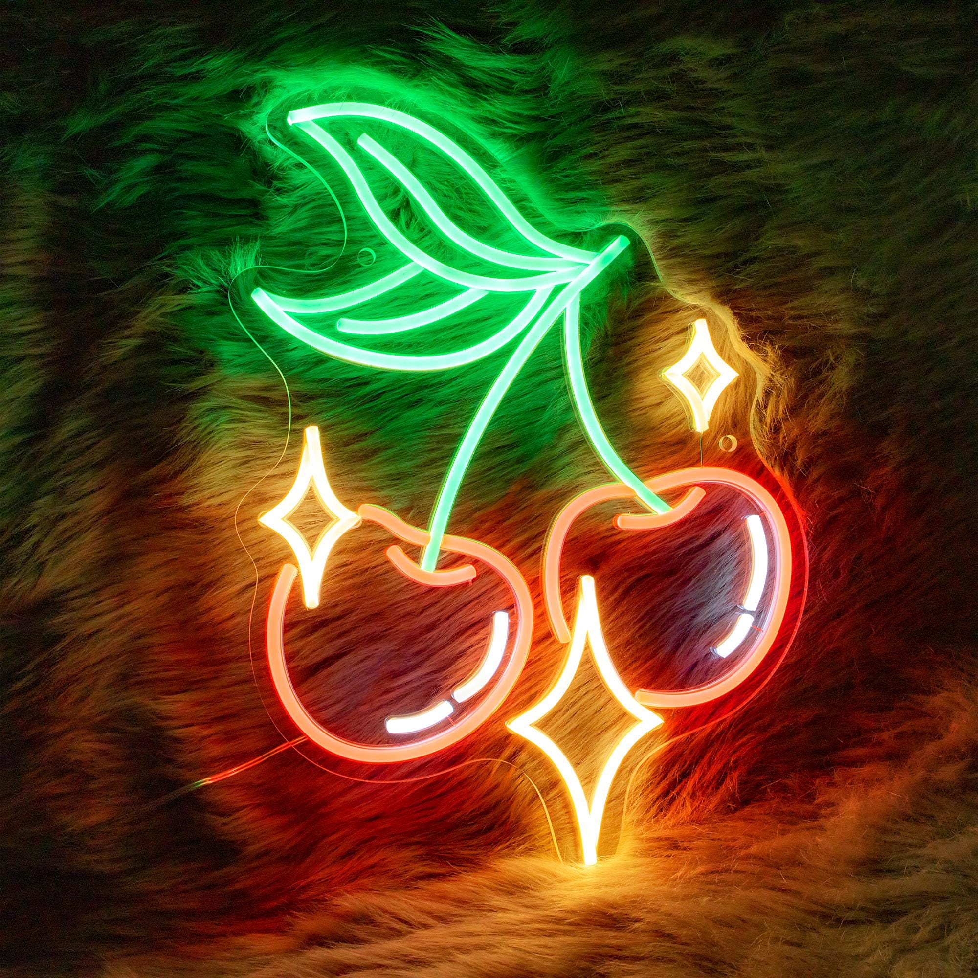 Cherry Bling Neon Sign Aesthetic LED Wall Light for Bedroom Bar Sign ...