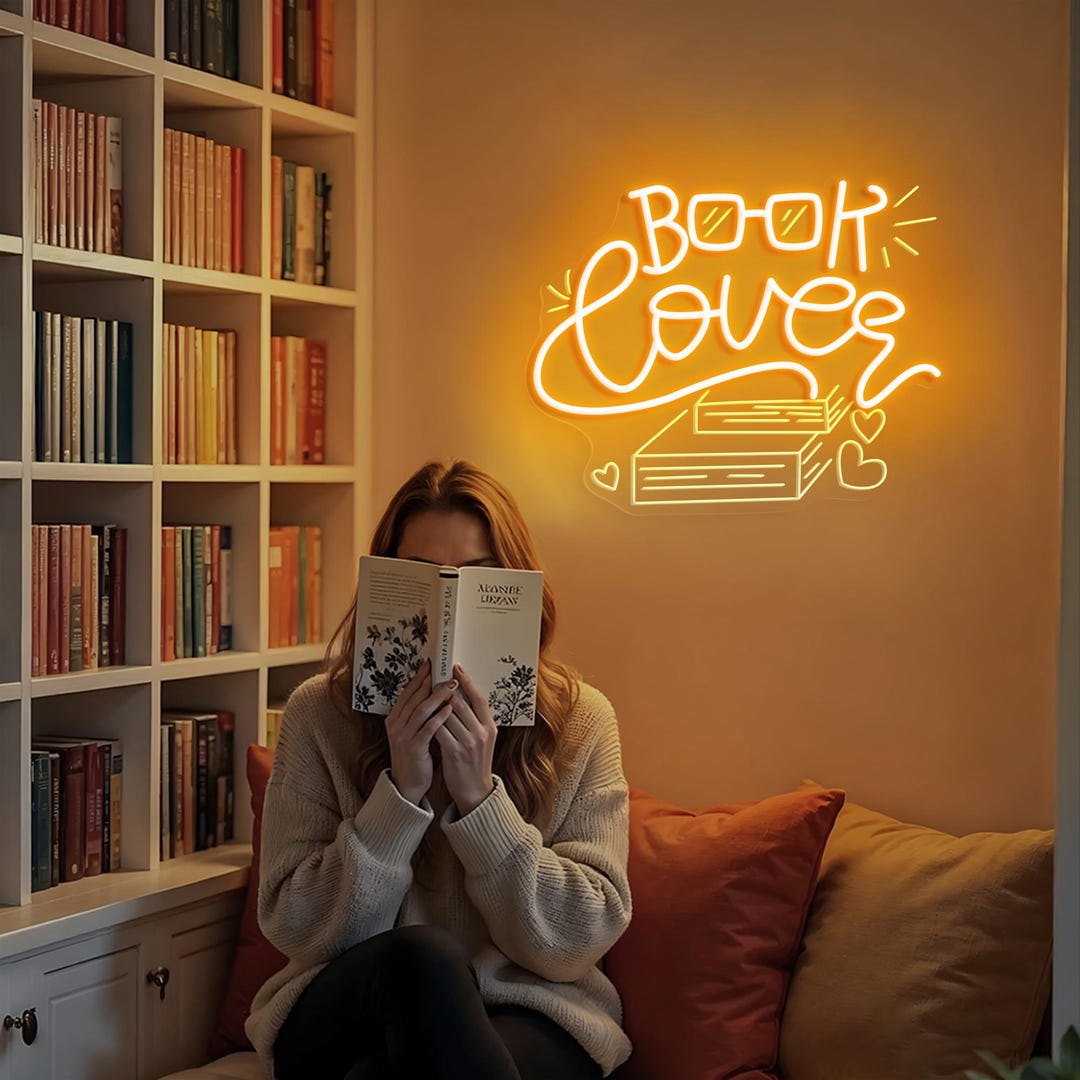 Book Lover Neon Sign Custom Aesthetic LED Light for Bookshelf Reading ...