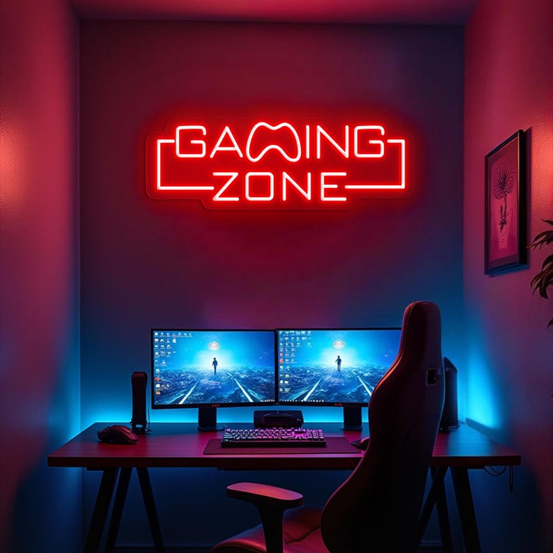Gaming Zone Neon Sign, Multicolor Game Zone Led Light, Game Room Decor ...