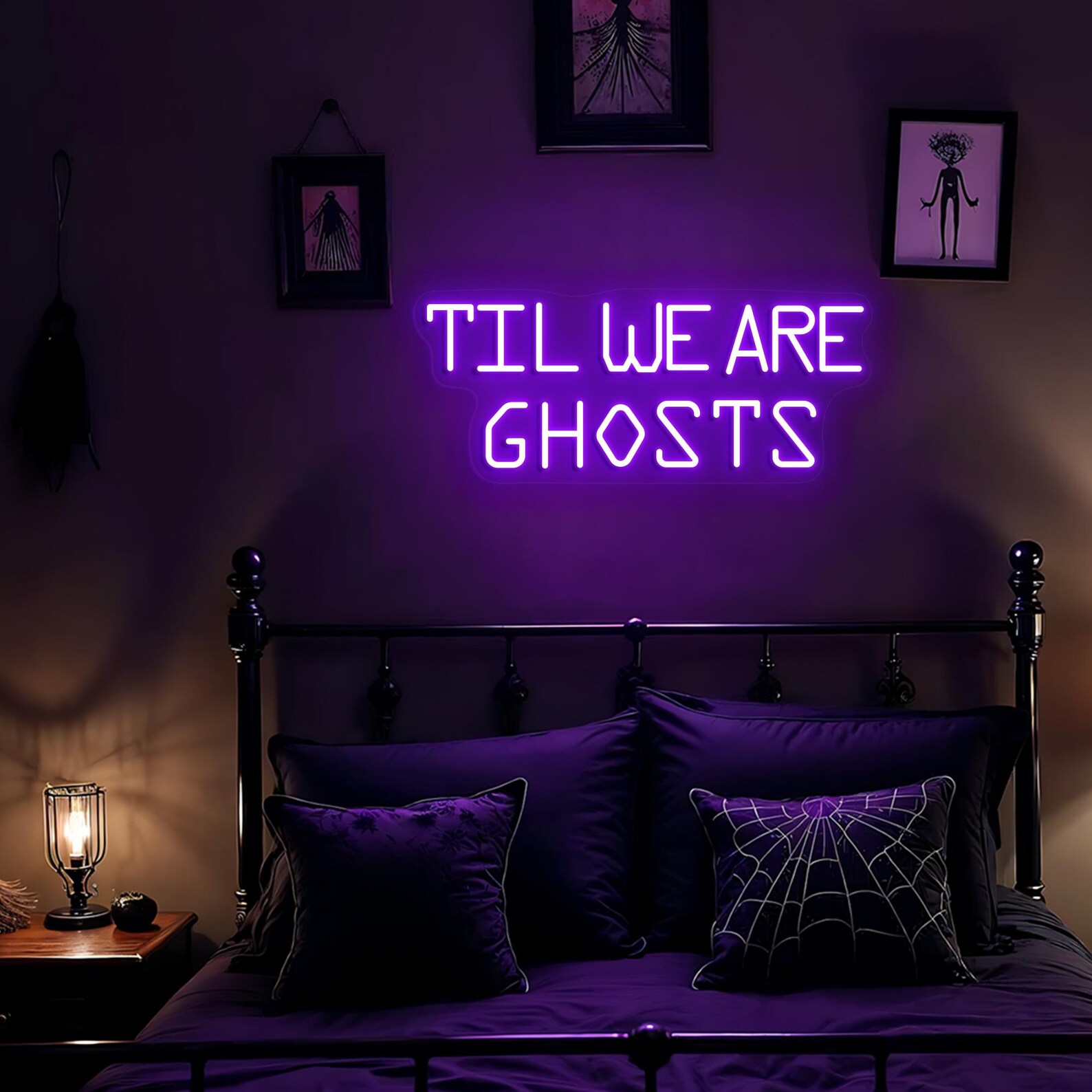 Til We Are Ghost Neon Sign Vintage Halloween Wedding Neon Sign Gothic ...