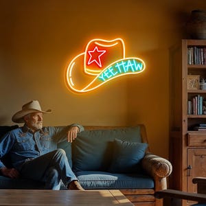 Cowboy Hat Yeehaw Neon Sign, Yeehaw Led Sign, Cowboy Room Decor ...