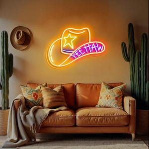 Cowboy Hat Yeehaw Neon Sign, Yeehaw Led Sign, Cowboy Room Decor ...