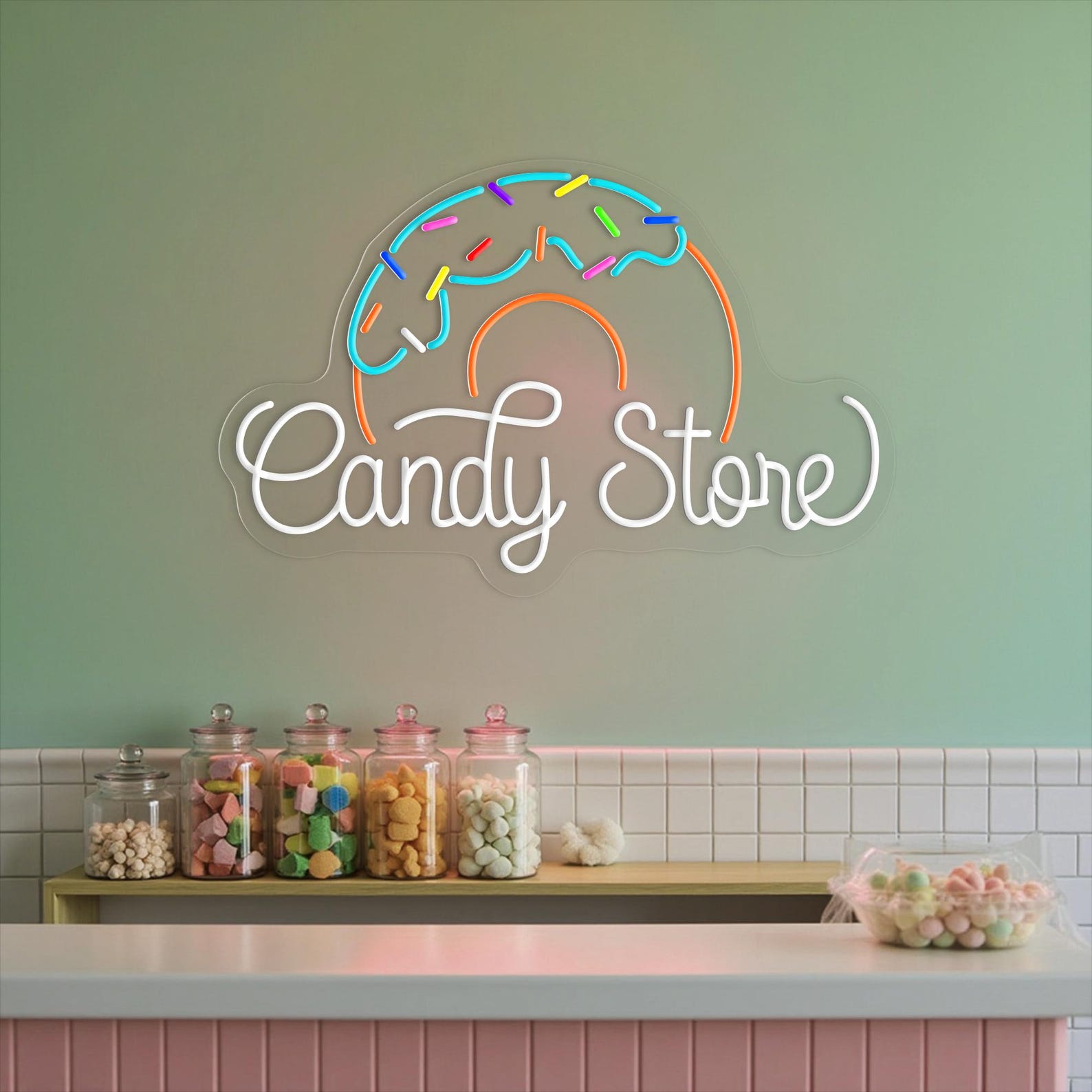 Custom Candy Shop Neon Sign, Candy Store Neon Sign, Donuts Neon Sign ...