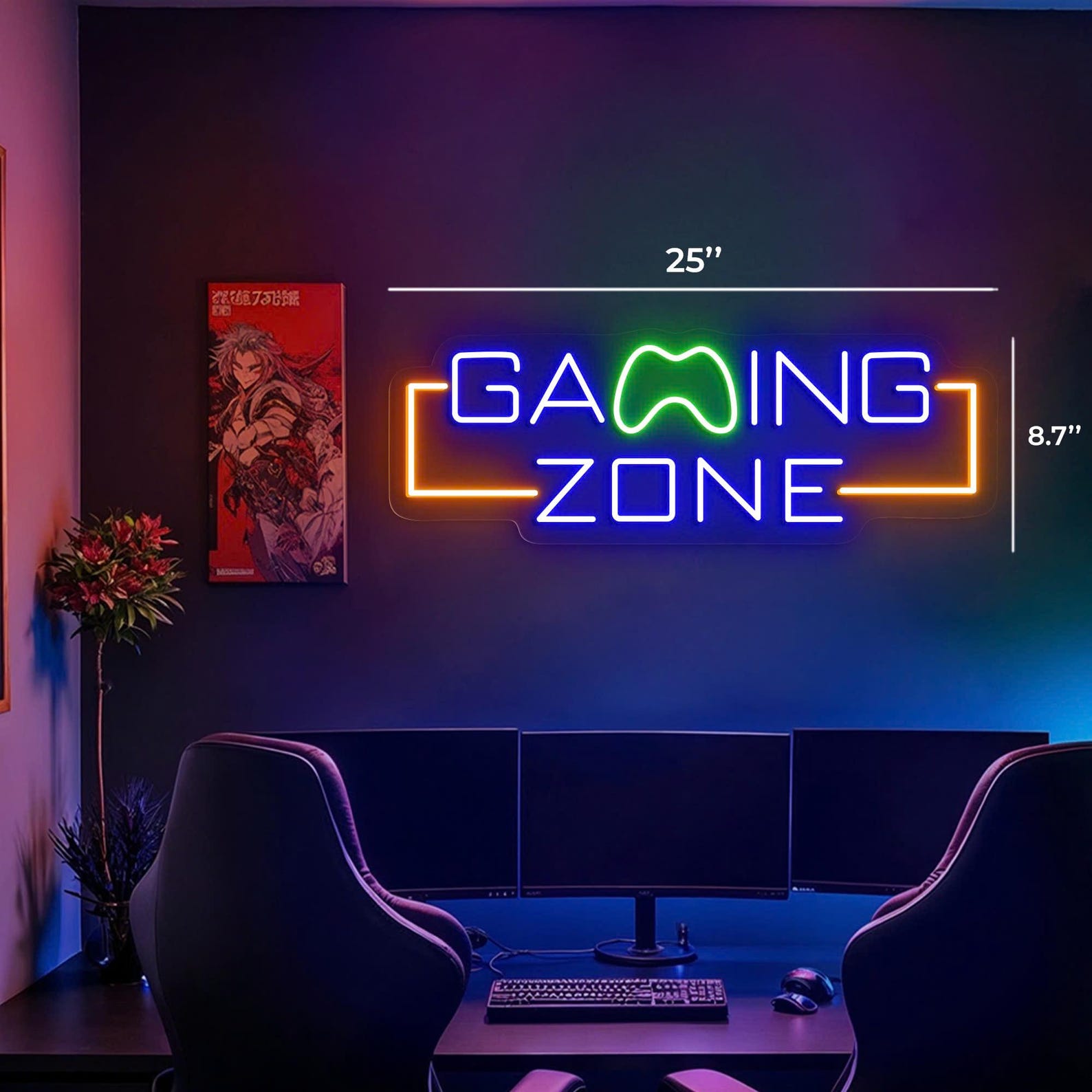 Gaming Zone Neon Sign, Multicolor Game Zone Led Light, Game Room Decor ...