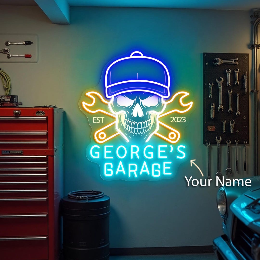 Custom Name Garage Neon Sign, Personalized Garage Led Sign, Man Cave ...