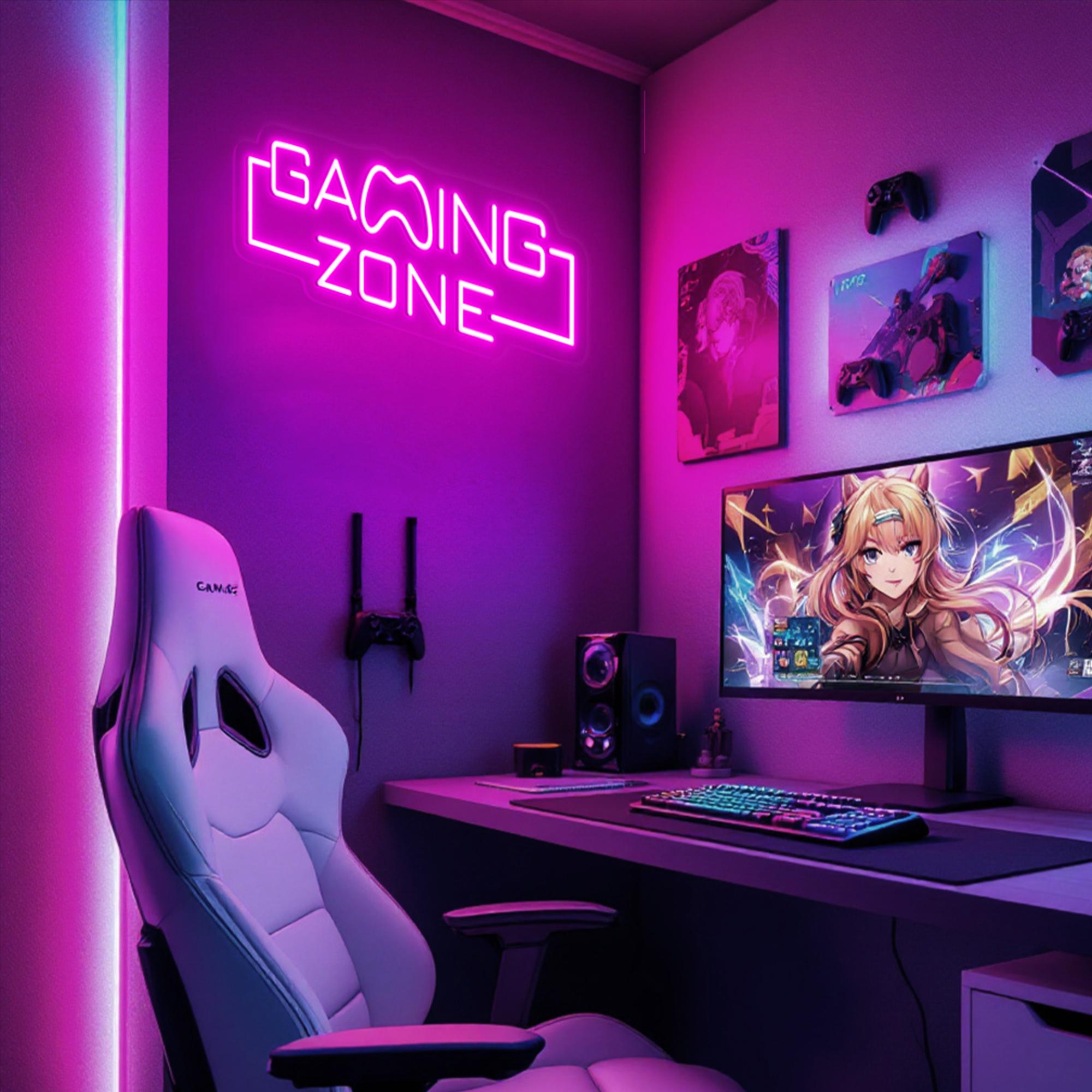 Gaming Zone Neon Sign, Multicolor Game Zone Led Light, Game Room Decor ...
