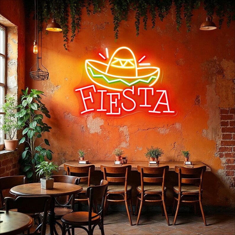 Let's Fiesta Neon Sign, Mexican Festival Led Sign, Mexican Restaurant ...
