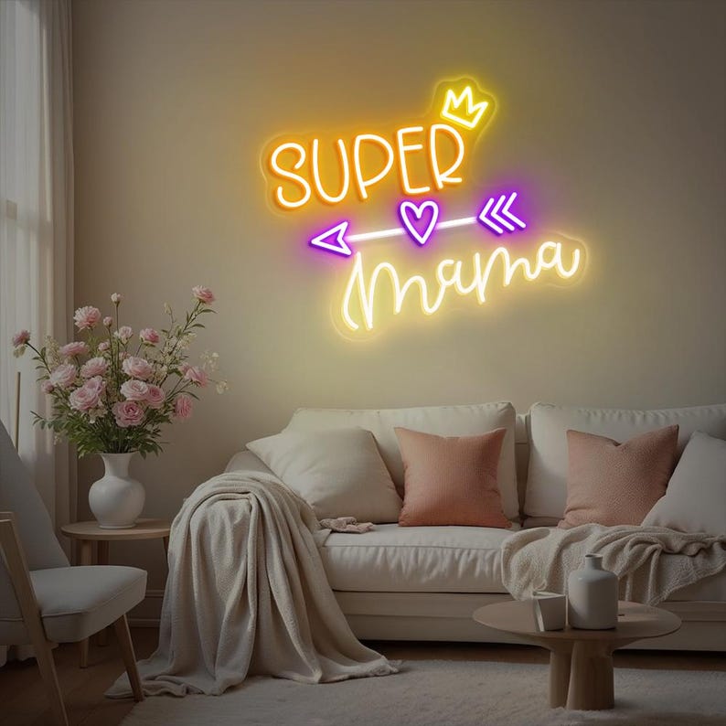 Super Mama Neon Sign, Mother's Day Sign, Custom Neon Sign for Mom ...