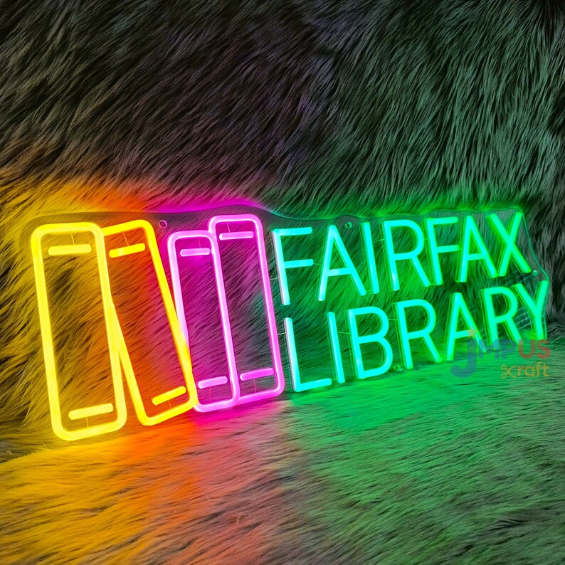 Custom Name Library Neon Sign, Bookworm LED Light, Bookshelf Library ...