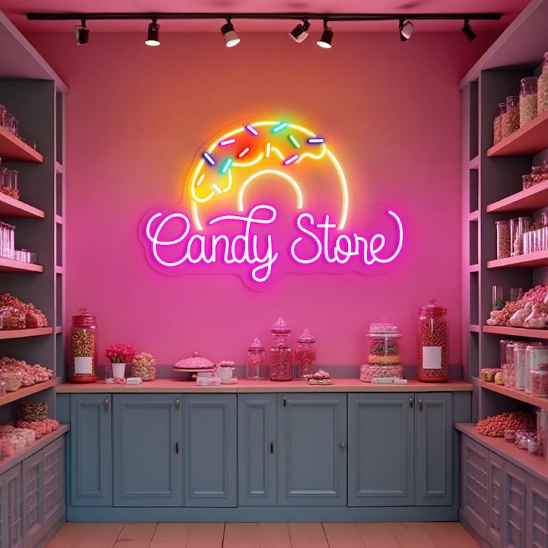 Custom Candy Shop Neon Sign, Candy Store Neon Sign, Donuts Neon Sign ...