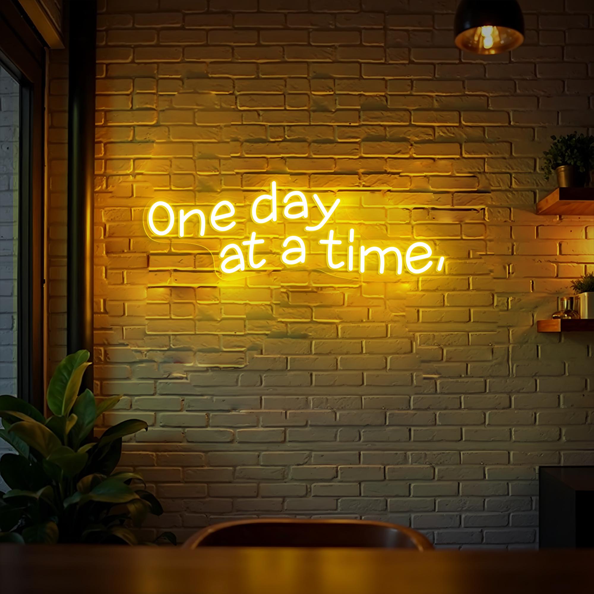 One Day at a Time Neon Sign Custom Motivational Text LED Light Wall ...