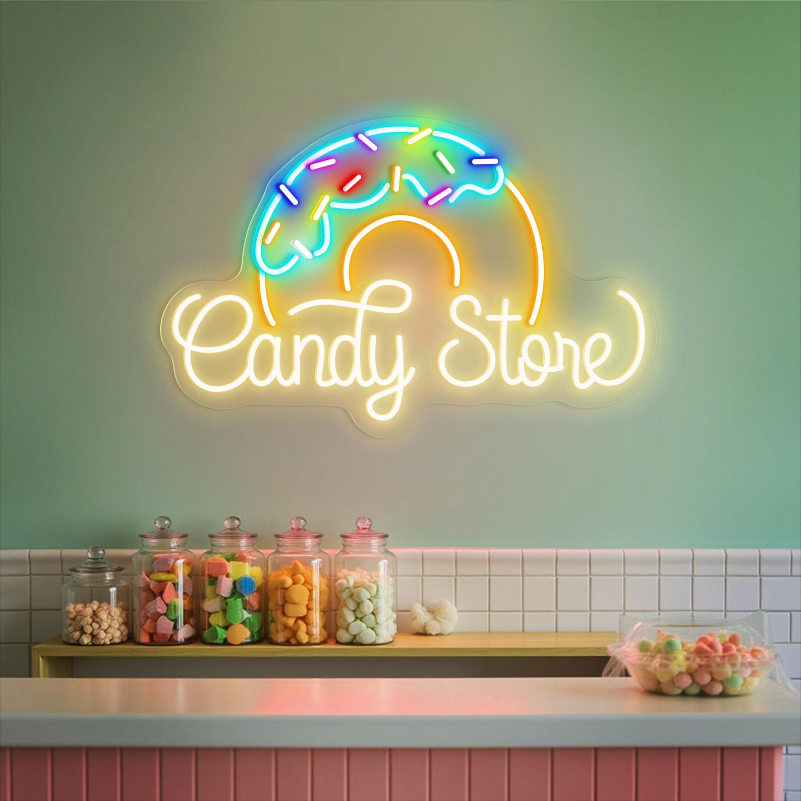 Custom Candy Shop Neon Sign, Candy Store Neon Sign, Donuts Neon Sign ...