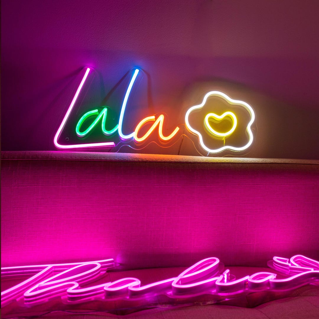 Custom Name LED Neon Lights With Icons - Personalized Neon Sign for ...