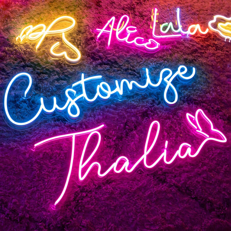 Custom Name LED Neon Lights With Icons Personalized Neon Sign for Kids ...