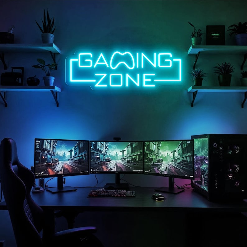 Gaming Zone Neon Sign, Multicolor Game Zone Led Light, Game Room Decor ...