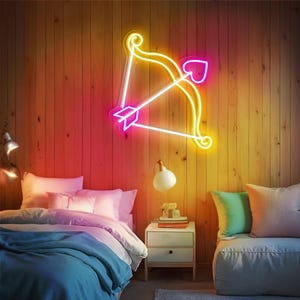 Cupid Neon Sign Angel Neon Light Cupid’s Arrow LED Sign Heart Arrow and ...