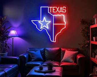Texas Map Led Sign Texas Led Sign, Wall Decor, Texas Neon Sign, Custom ...