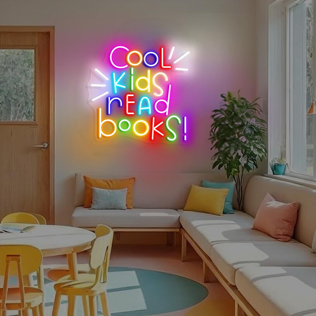 Cool Kids Read Books Neon Sign Colorful LED Light for Kids Room ...