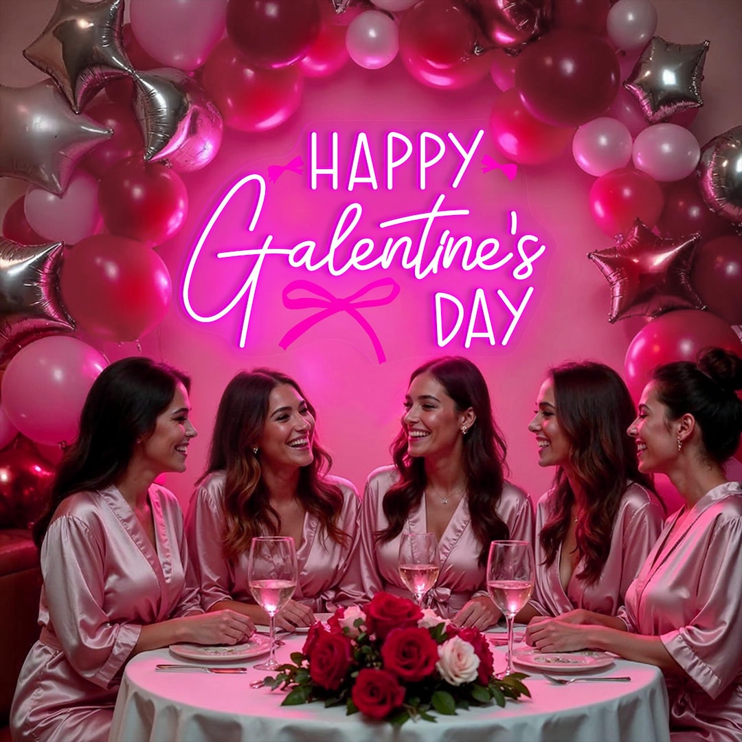 Happy Galentine's Day Neon Sign Custom Girls Valentine's Day LED Neon ...