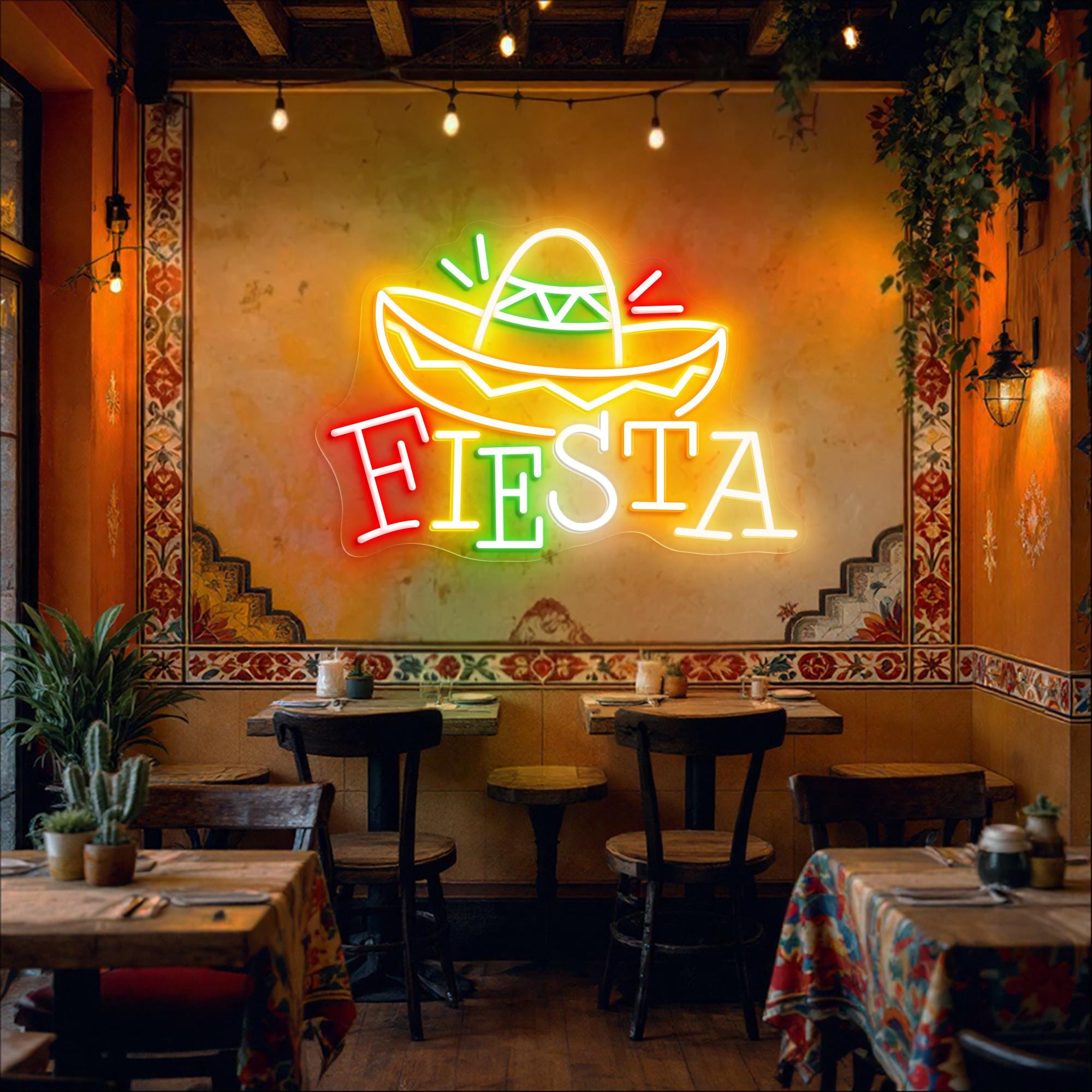 Let's Fiesta Neon Sign, Mexican Festival Led Sign, Mexican Restaurant ...