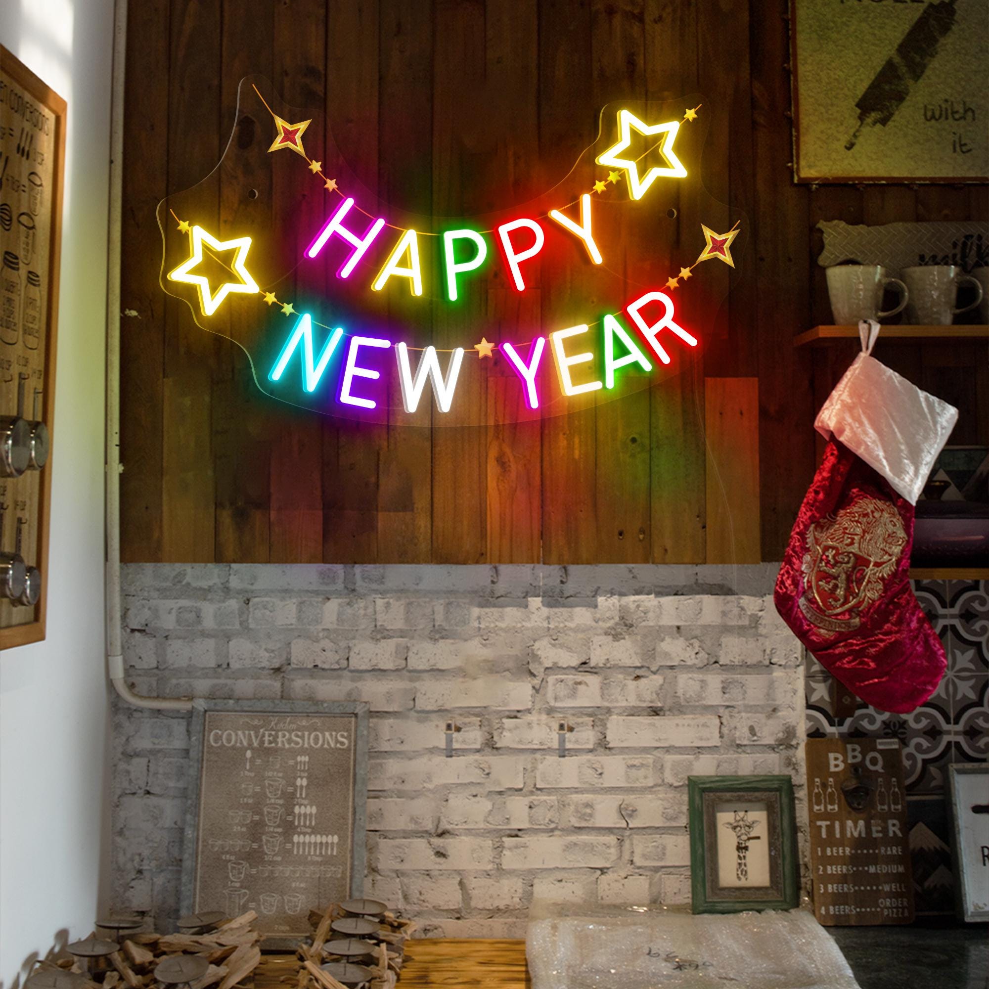 Happy New Year Neon Sign Holiday Celebration Neon Sign Happy New Year ...