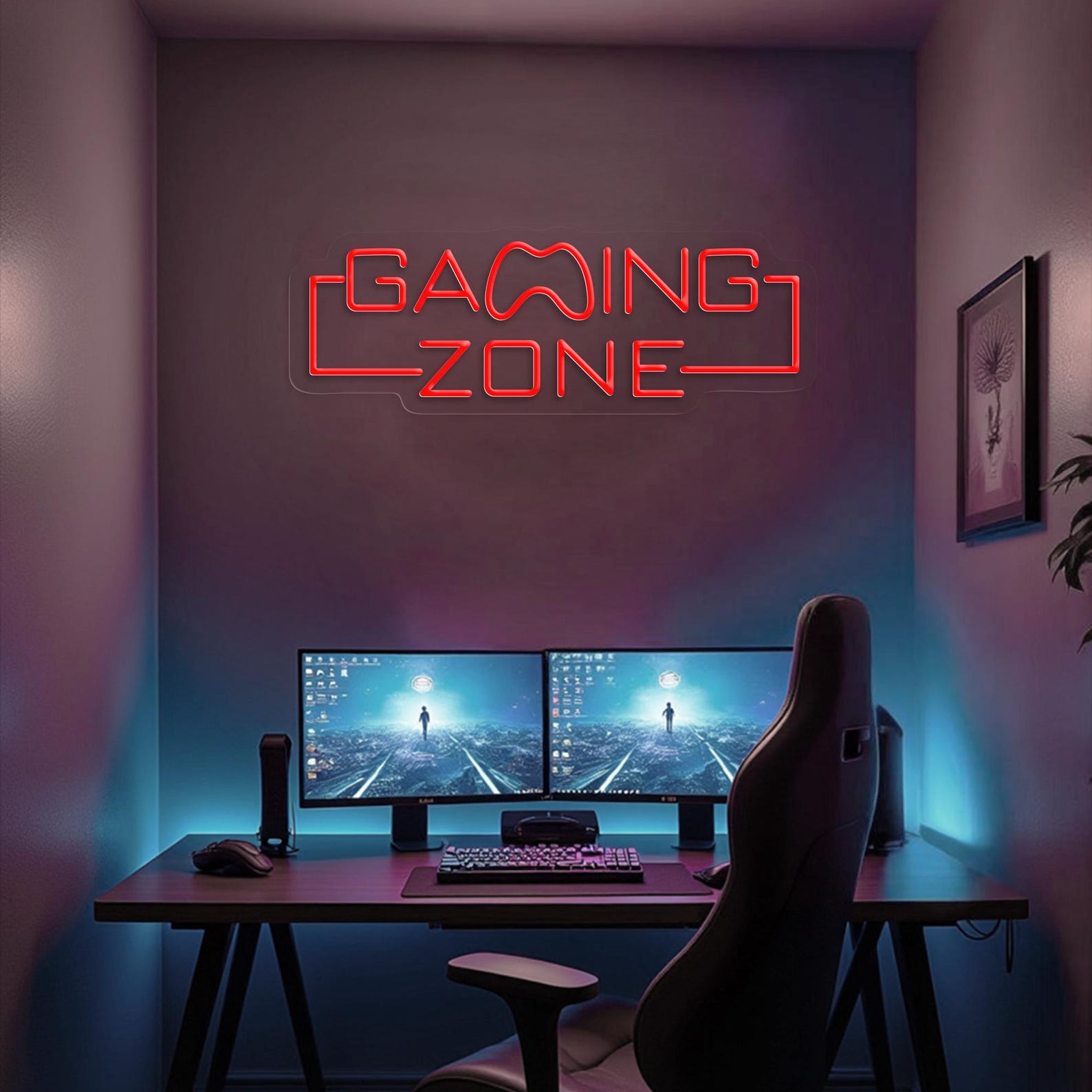Gaming Zone Neon Sign, Multicolor Game Zone Led Light, Game Room Decor ...
