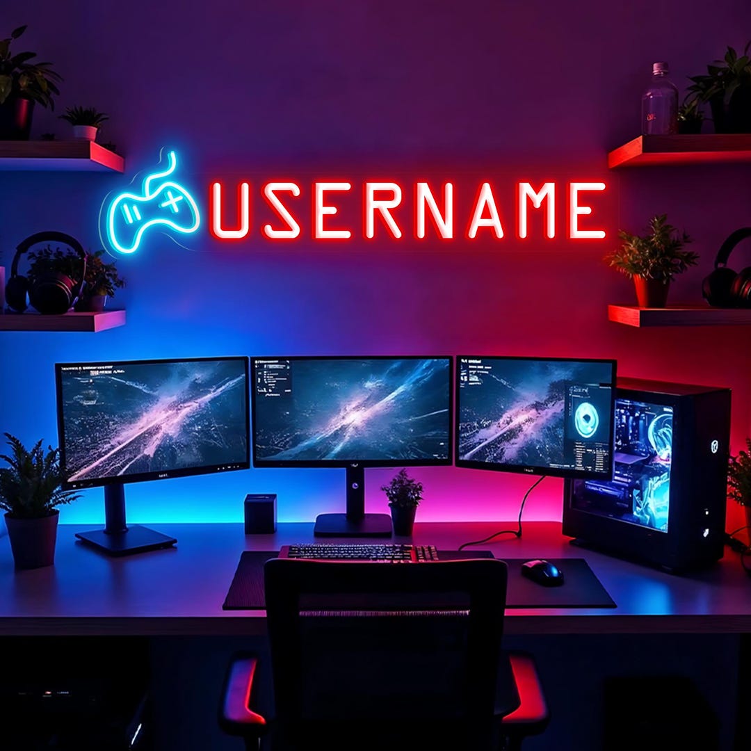 Custom Username Neon Sign Custom Channel Name Neon Gamer Tag Sign ...