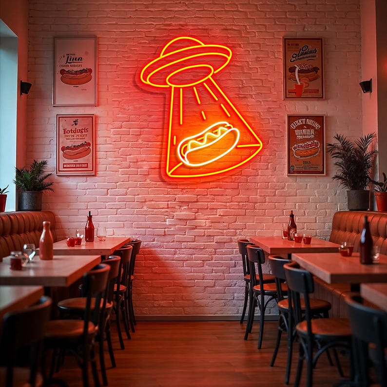 Hot Dog Neon Sign Custom Restaurant Wall Decor Outdoor Hot Dog Neon ...