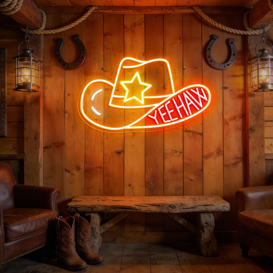 Cowboy Hat Yeehaw Neon Sign, Yeehaw Led Sign, Cowboy Room Decor ...