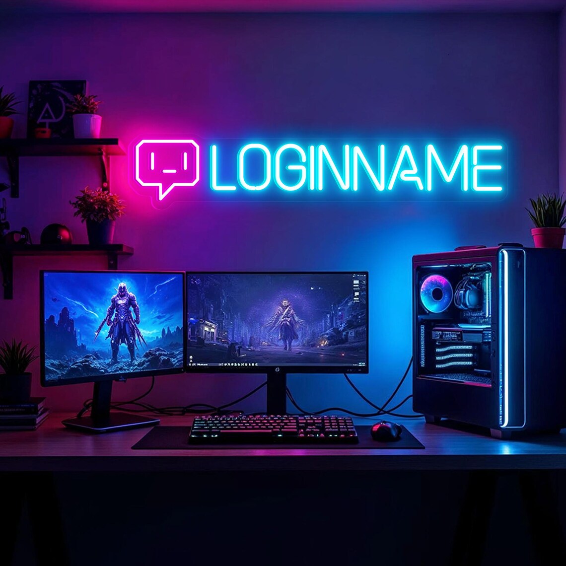 Custom Username Neon Sign Custom Channel Name Neon Gamer Tag Sign ...