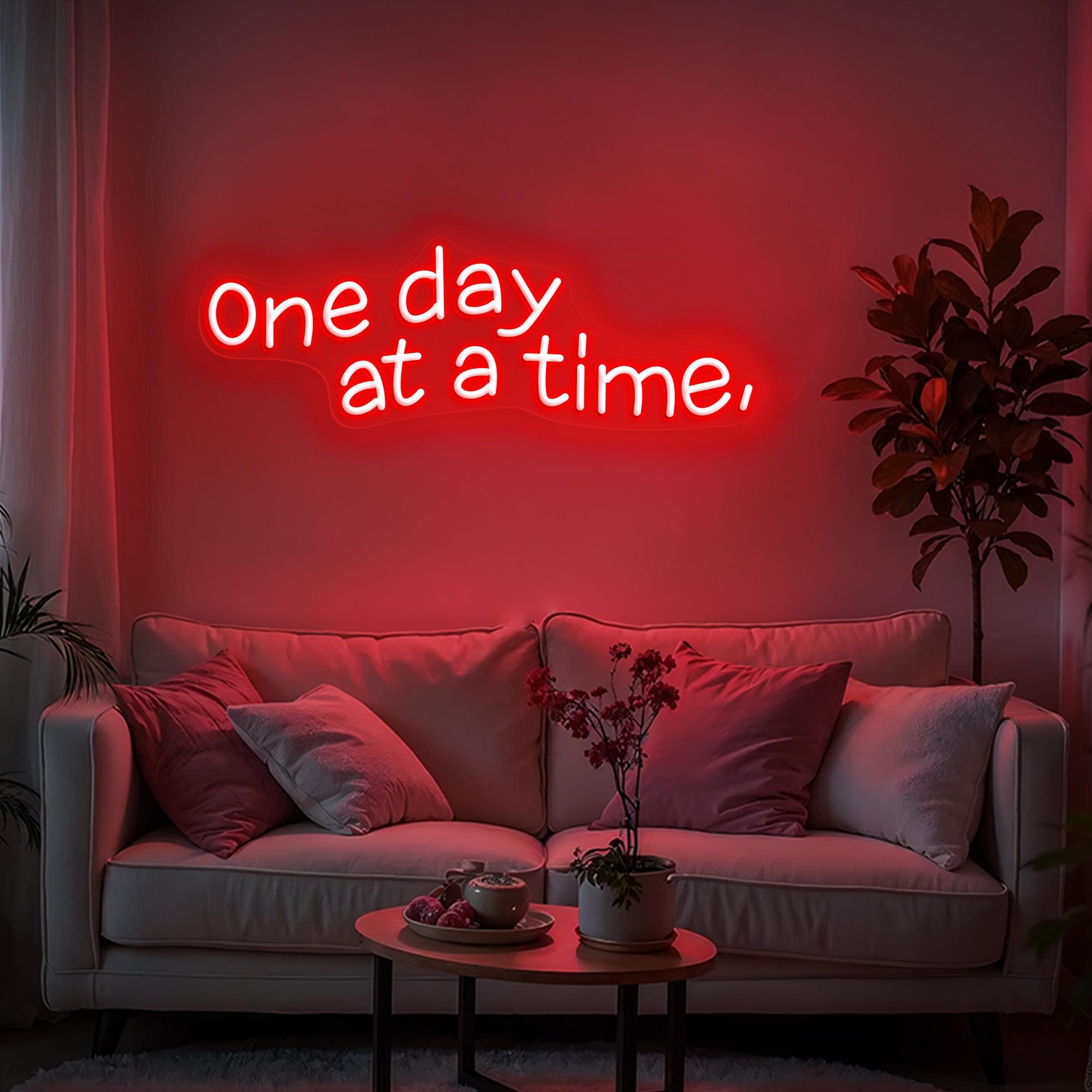 One Day at a Time Neon Sign Custom Motivational Text LED Light Wall ...