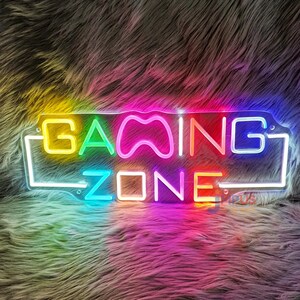Gaming Zone Neon Sign, Multicolor Game Zone Led Light, Game Room Decor ...