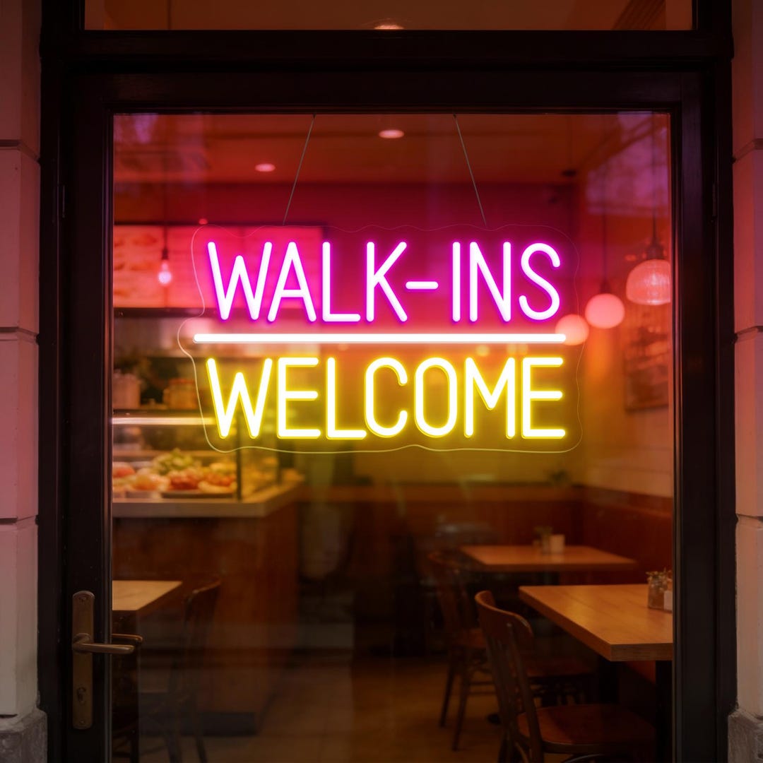 Walk-ins Welcome Neon Sign, Open Door Wall Light, Welcome Neon Sign ...