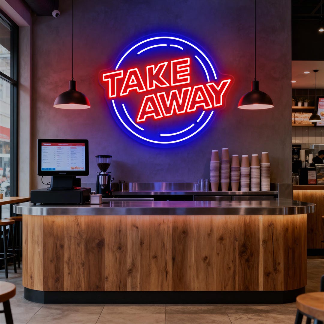 Take Away Neon Sign, Restaurant LED Wall Light, Fast Food Shop Decor ...